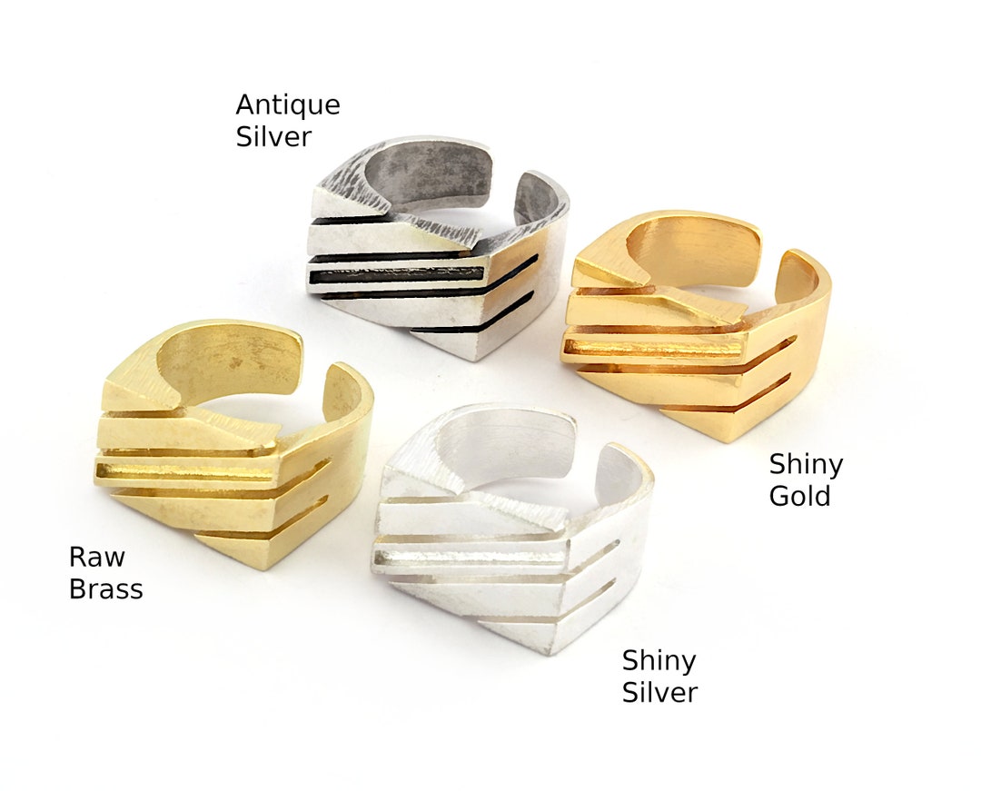 Adjustable Brass Blank Ring – Rectangle Slide Setting, Size 8 US -5380 ...