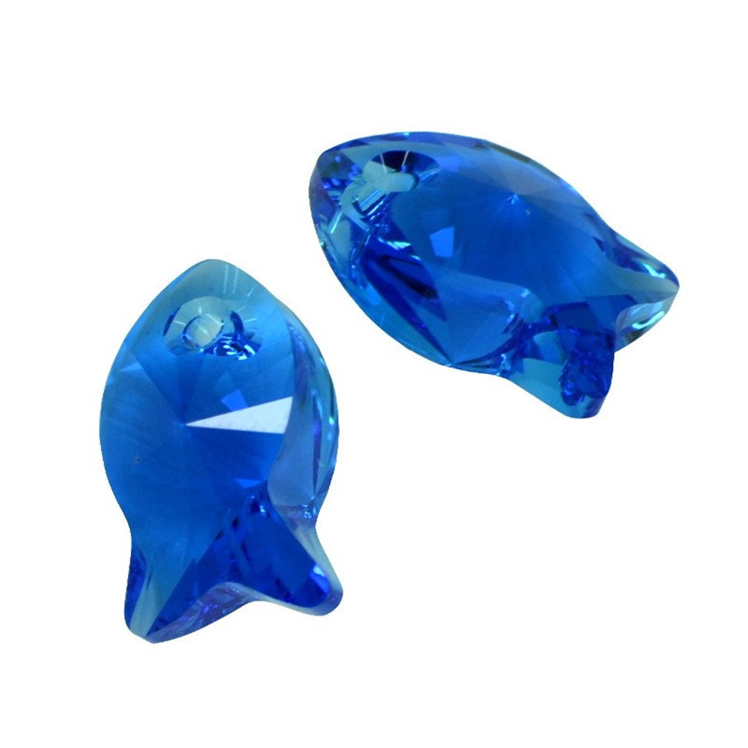 Fish Pendant 6727 Swarovski® Capri Blue (243) 18mm - Etsy
