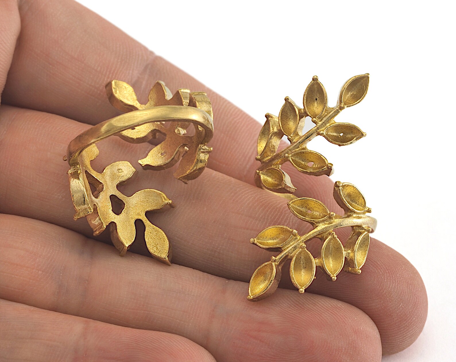 Leaves Ring Adjustable Bezel Raw Brass 17mm 6.5US Inner Size - Etsy