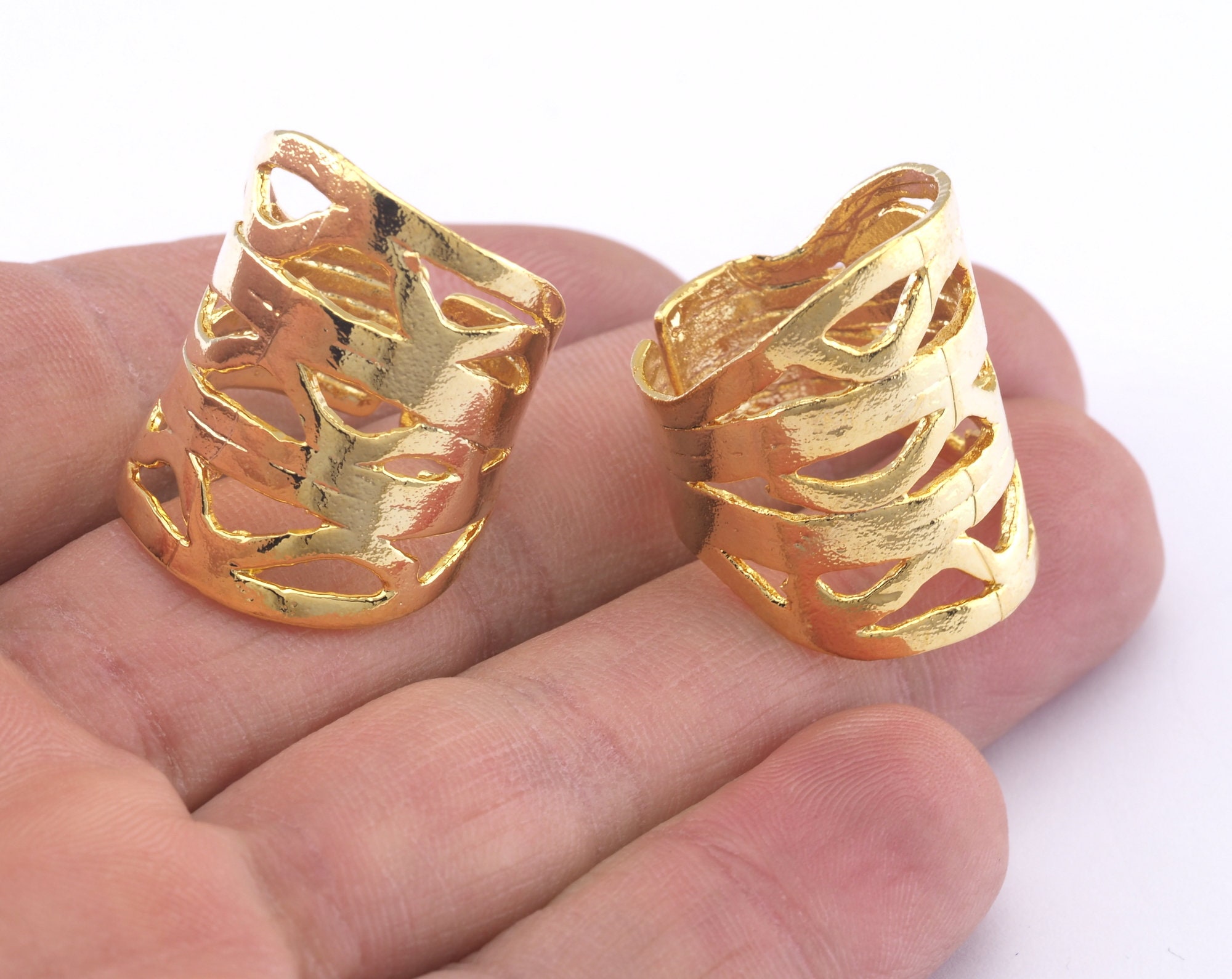 Adjustable Ring Shiny Gold Plated Brass 18mm 8US Inner Size - Etsy