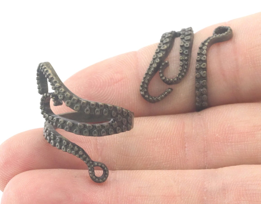 Octopus Tickle Ring With Loop Antique Bronze Plated Brass (18mm 8US ...