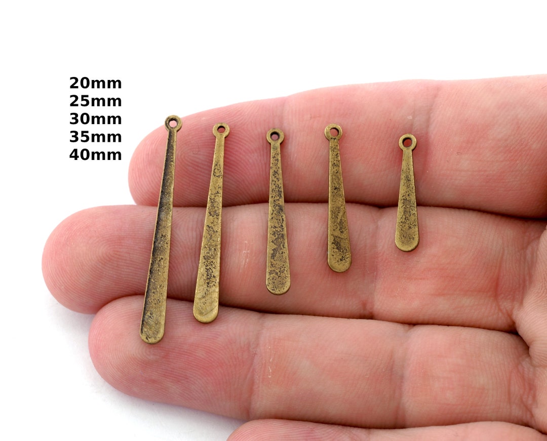 Antique Bronze Long Drop Charms, Brass Tie Charms -3252 - Etsy