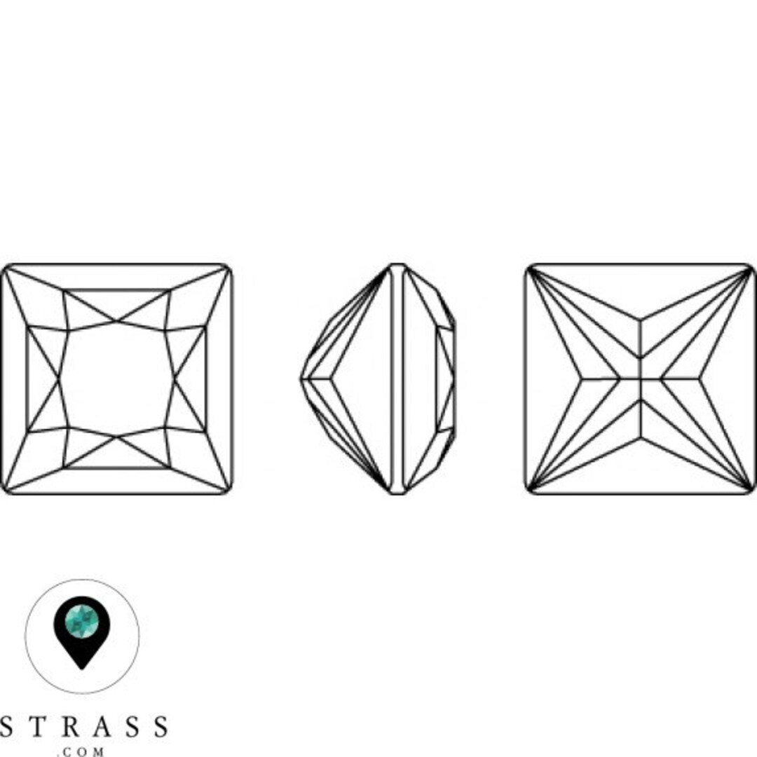 Princess Square Fancy Stone 4447 Swarovski® Aurore Boreale (AB) 12mm ...