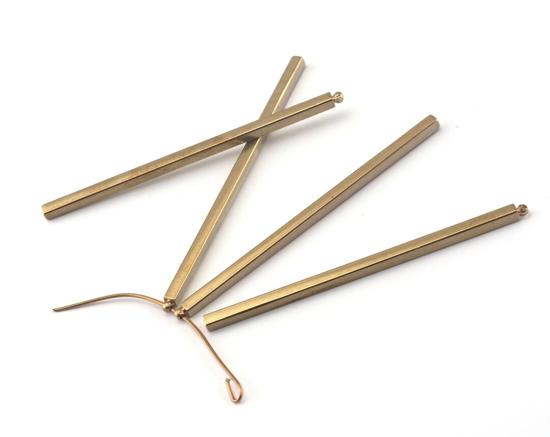 Square Bar Pendant With 1 Loop Raw Brass 2.5x60mm (1.3mm Hole) Findings ...