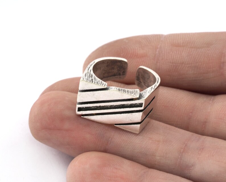 Adjustable Brass Blank Ring – Rectangle Slide Setting, Size 8 US -5380 ...
