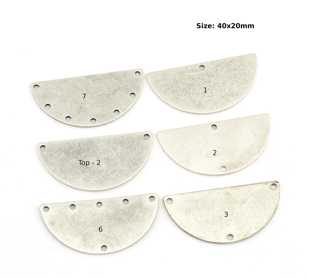 Semi Circle Connector Blanks Half Moon Shape 40x20x0.8mm Antique Silver ...
