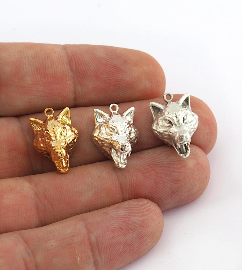 Wolf Head Charms, Animal Pendant Raw Brass or Plated 20x13mm 5645 - Etsy