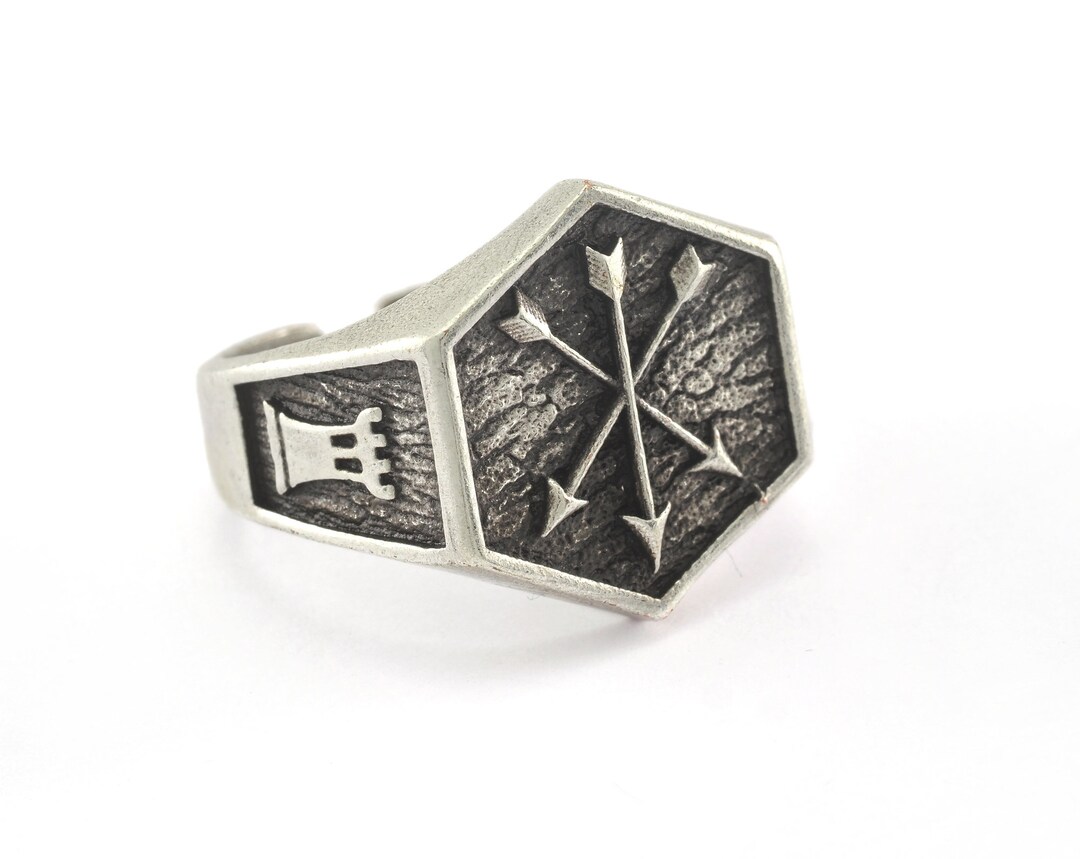 Arrow Castle Adjustable Ring Antique Silver Plated Brass (18mm 8US ...