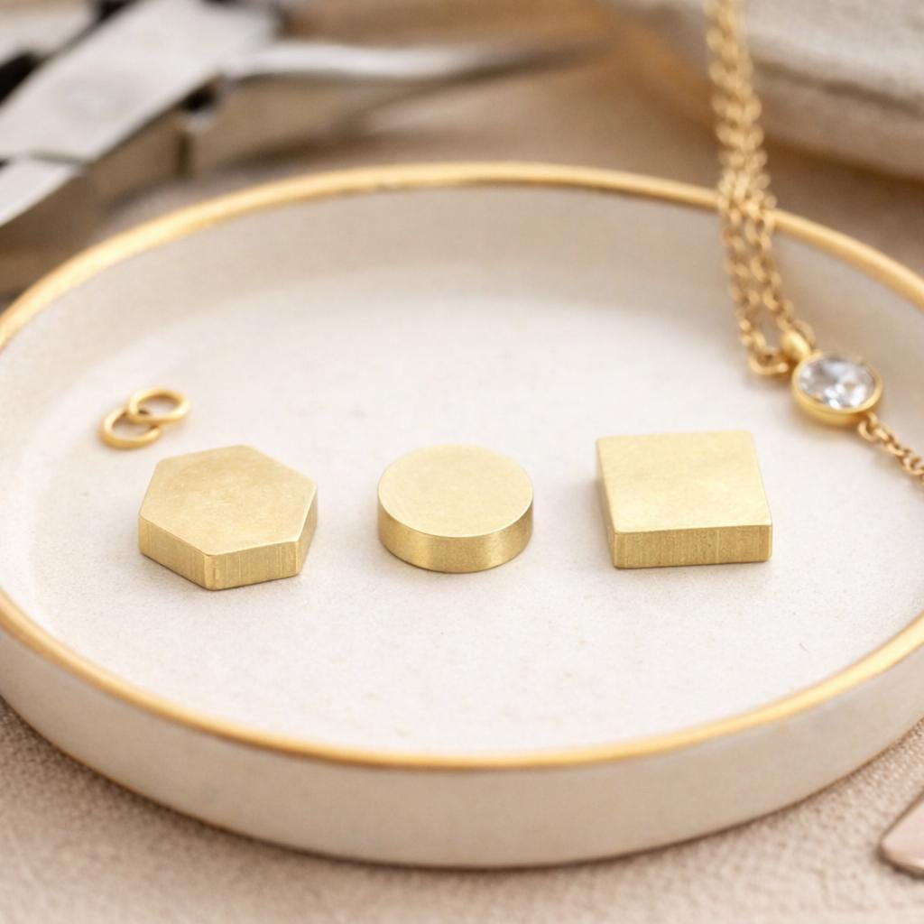 Raw Brass Geometric Blanks 10mm, Hexagon Circle Square Brass Shapes ...