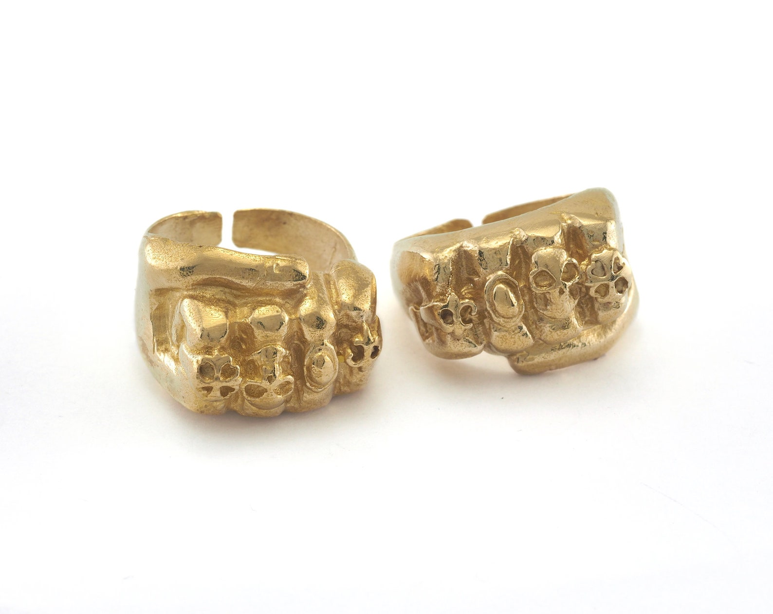 Punch Skull Adjustable Ring Raw Brass 19mm 9US Inner Size - Etsy