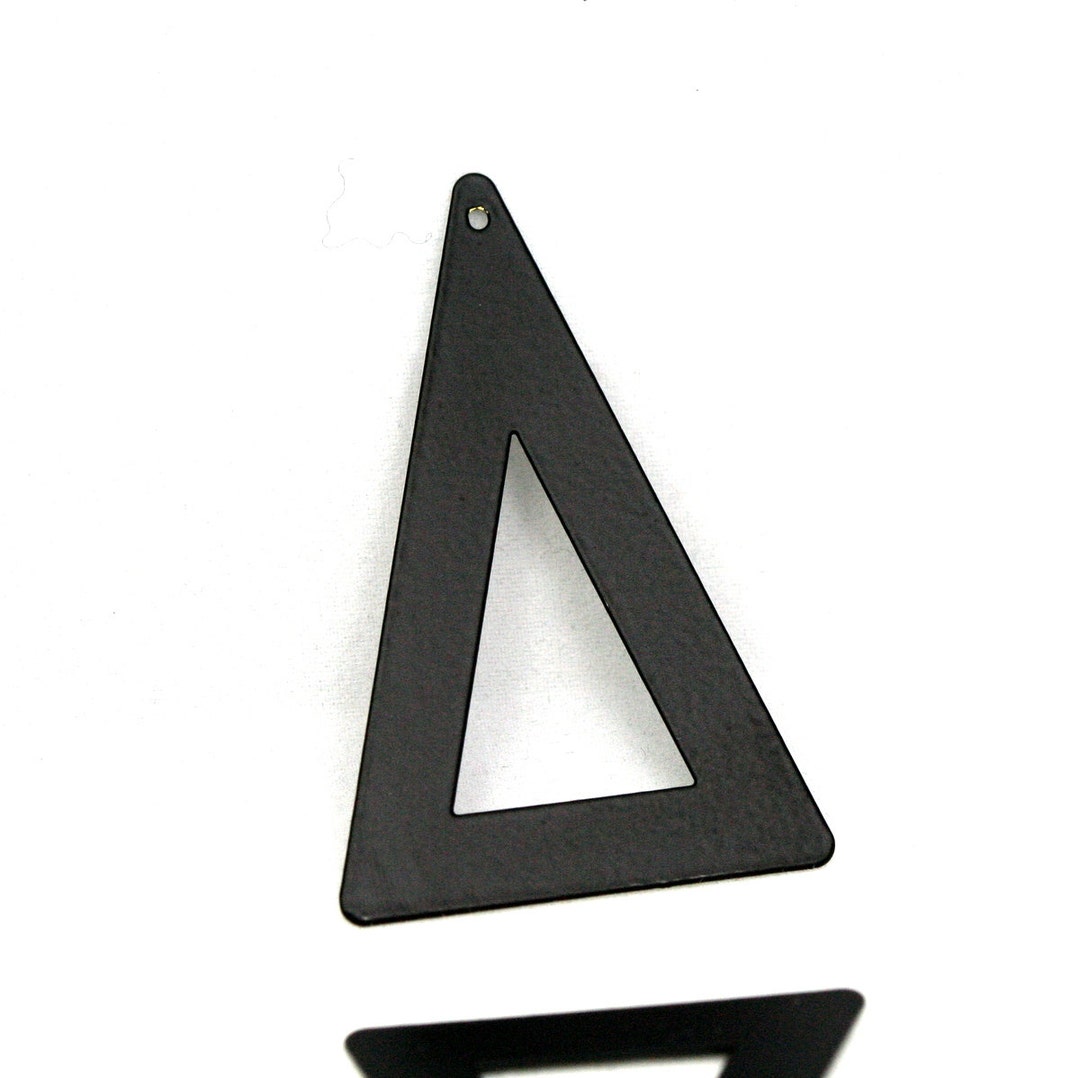 Black Painted Brass Triangle Tag Charm, Jewelry Connector (50x33mm ...