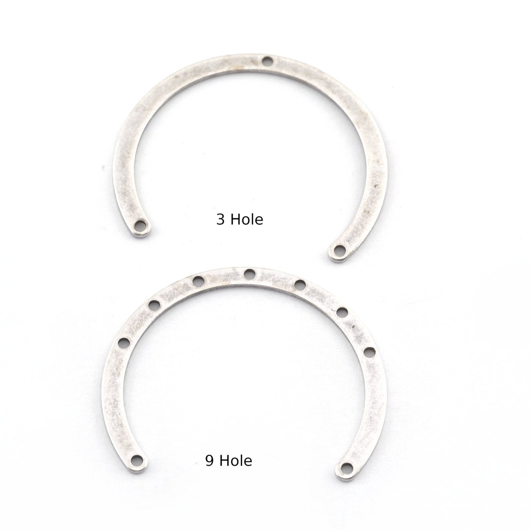 C Shape Connector 4/3 Circle Antique Silver Plated Brass Blanks ...