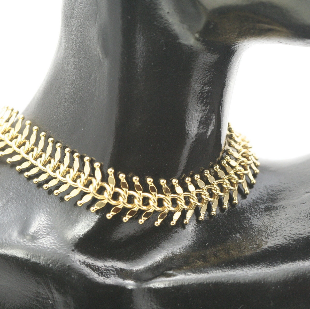Fish Bone, Centipede Gold Plated Brass Chain 1 Mt 3,3 Feet Width 12mm 0 ...