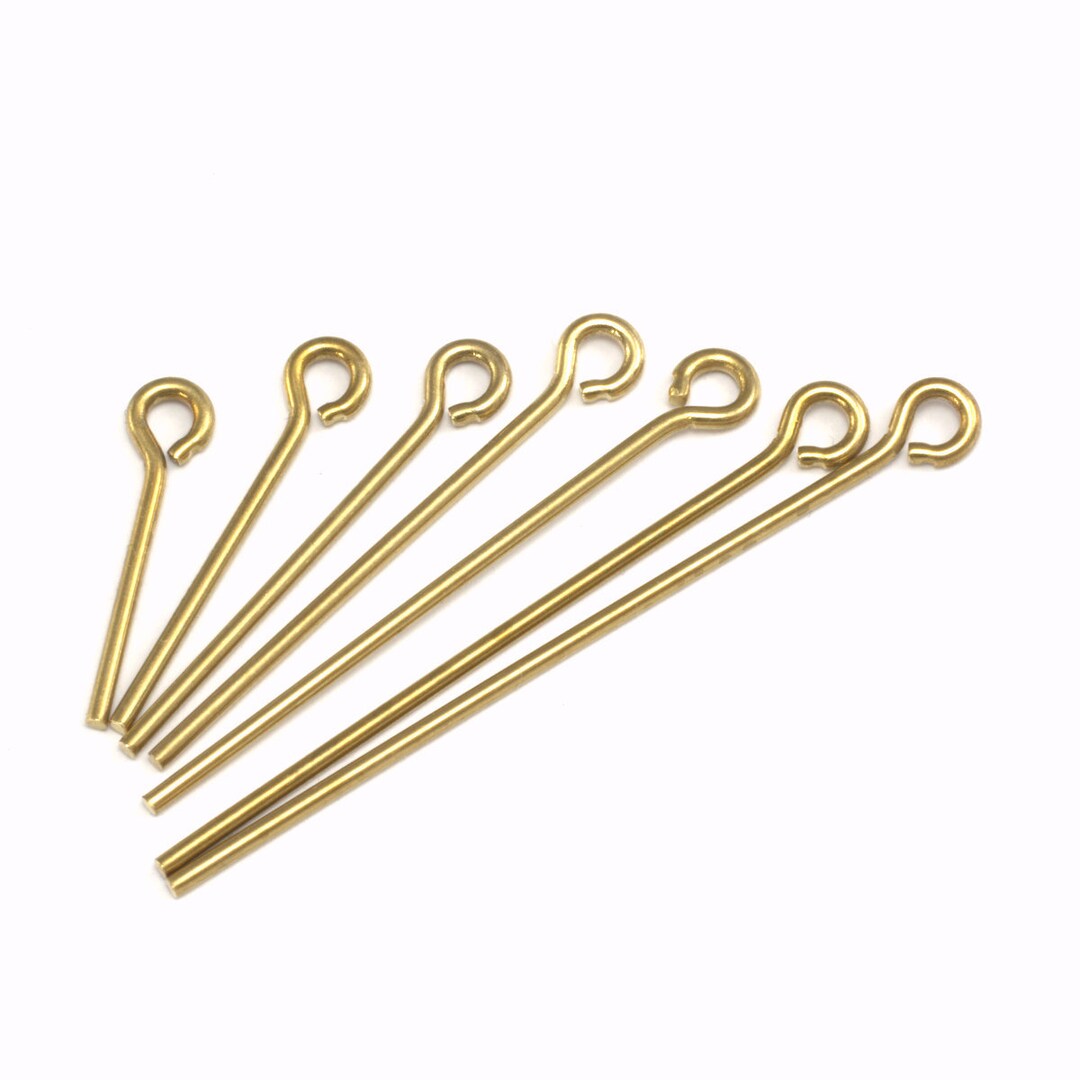 Raw Brass Eye Pins 0.6mm 23 Gauge, 15mm 20mm 25mm 30mm 35mm 40mm 45mm ...