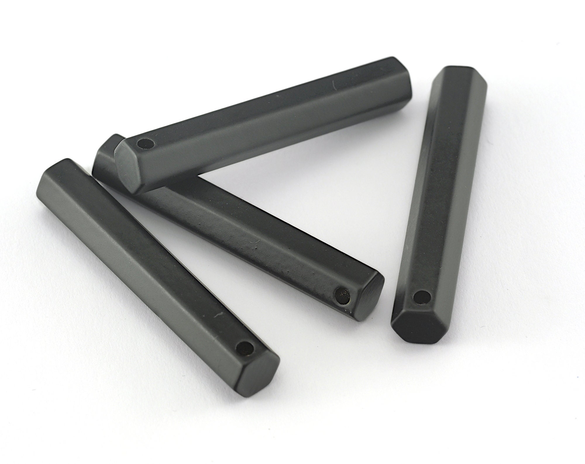 Craft Supplies & Tools Stamping Hexagon Black Painted Brass Bar ...