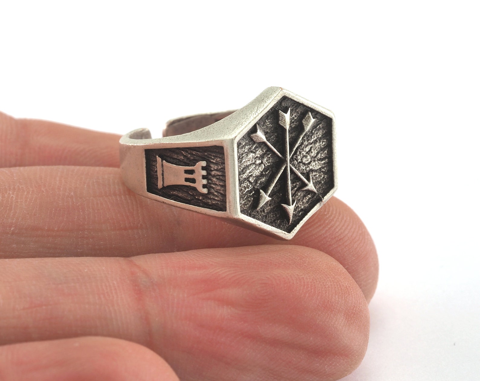 Arrow Castle Adjustable Ring Antique Silver Plated Brass 18mm - Etsy