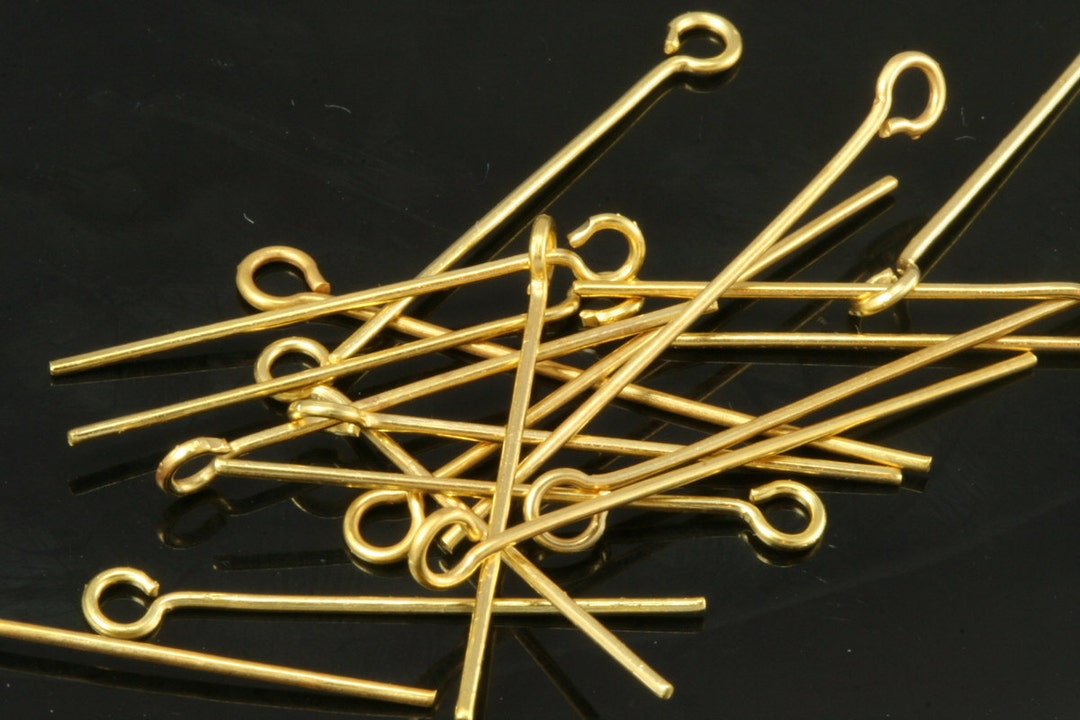 30mm 0,7mm 21 Gauge Gold Plated Brass Eye Pin 265 - Etsy
