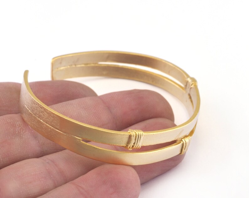 Bracelet Matte Gold Plated Brass 1 Pc. Adjustable (64mm Inner Size ...