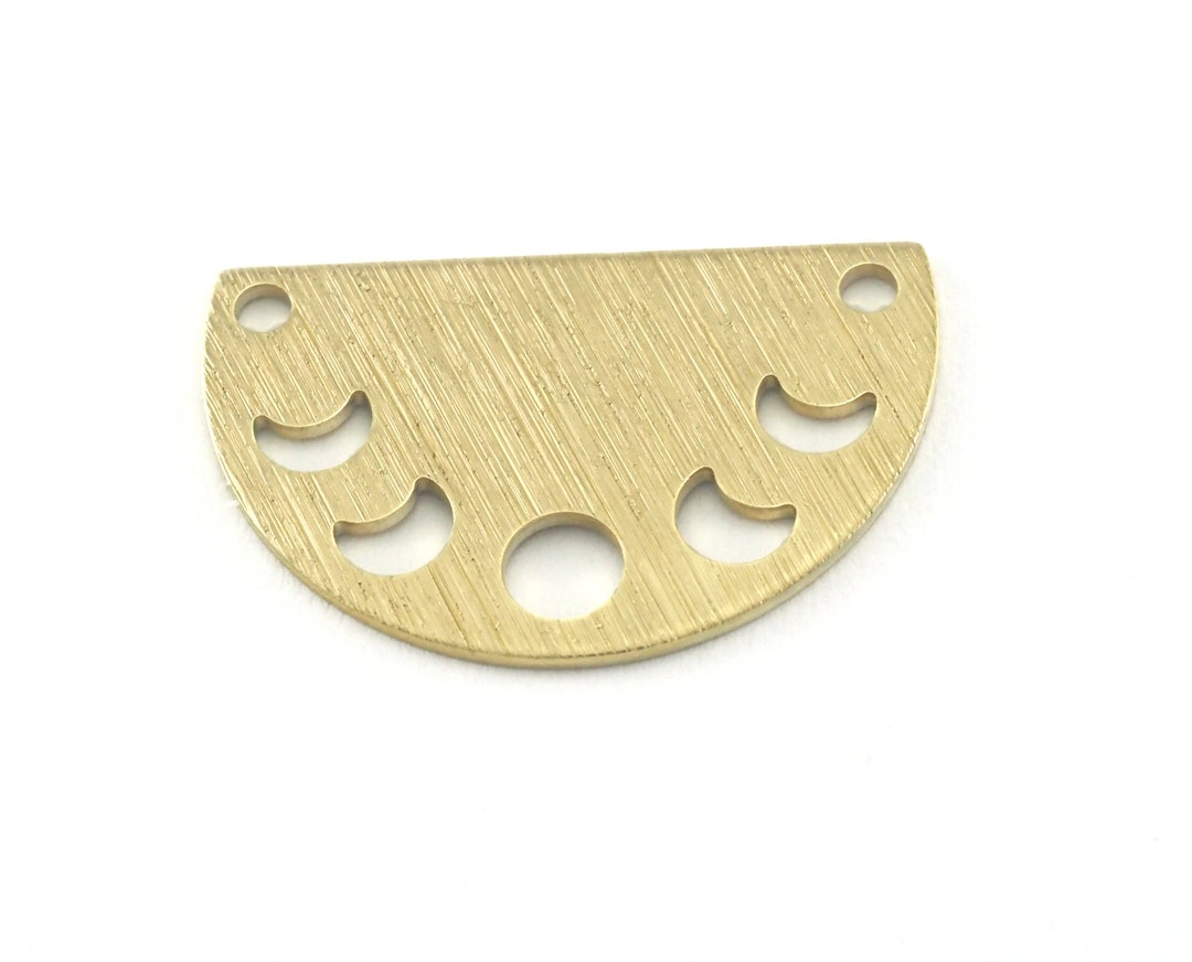 Semi Circle Half Moon (states of the Moon Holes ) Brushed Brass 22x14mm ...
