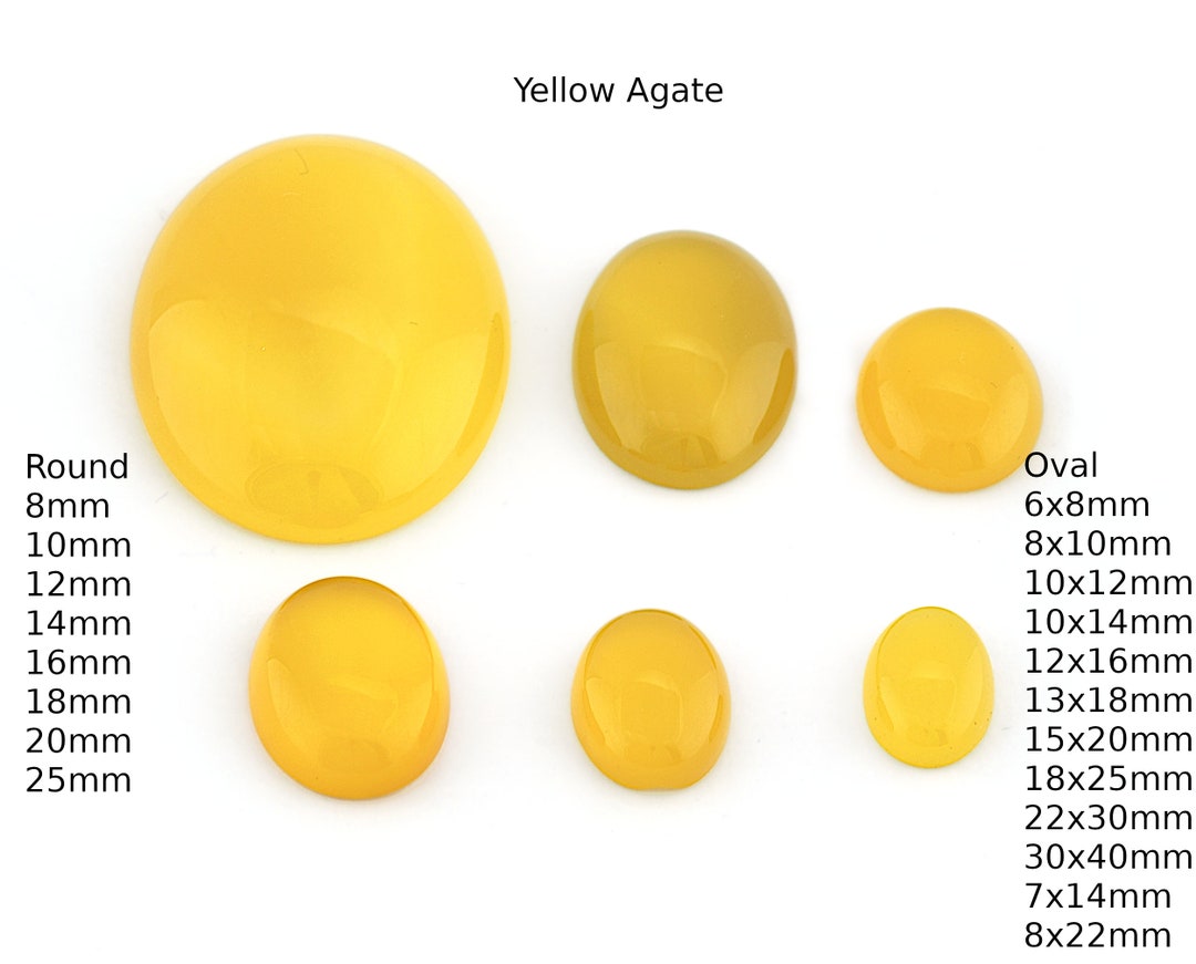Natural Yellow Agate Stone Cabochons Round - Oval Flatback Cabochons ...