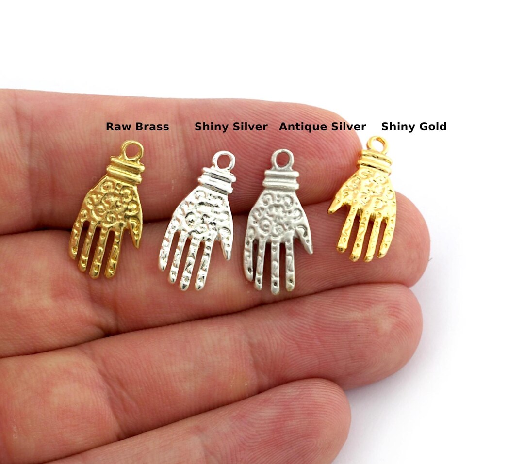 Brass Hand Charms, Double Sided Pendant (22x11mm) -5625 - Etsy