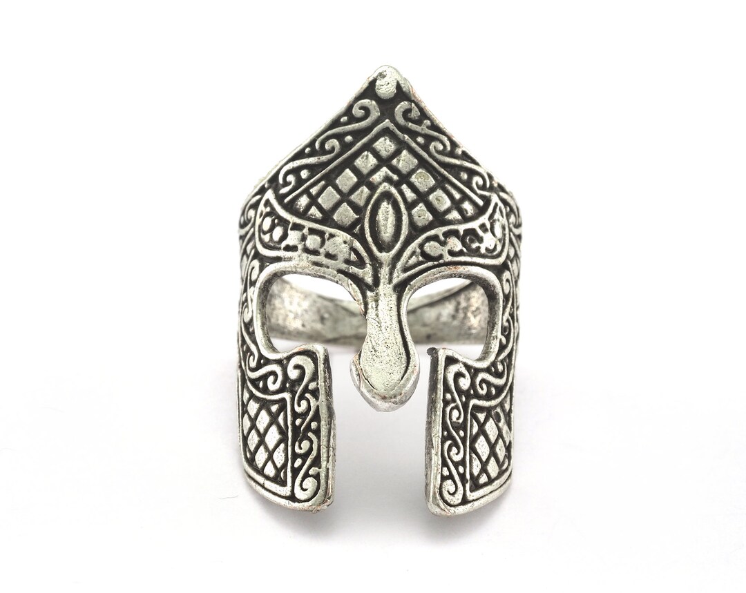 Helmet Adjustable Ring Antique Silver Plated Brass 1 Pc. (19mm 9US ...