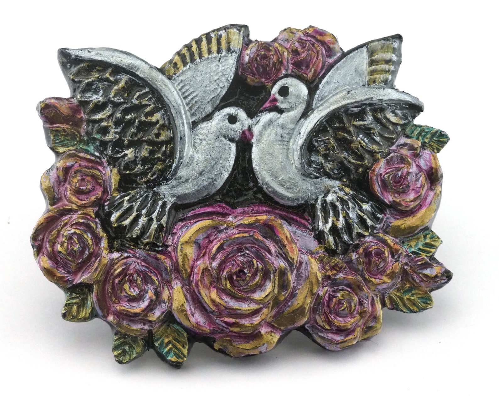 Birds Belt Buckle, Vintage Resin Wall Decor 91x71mm Limited Stock Made ...