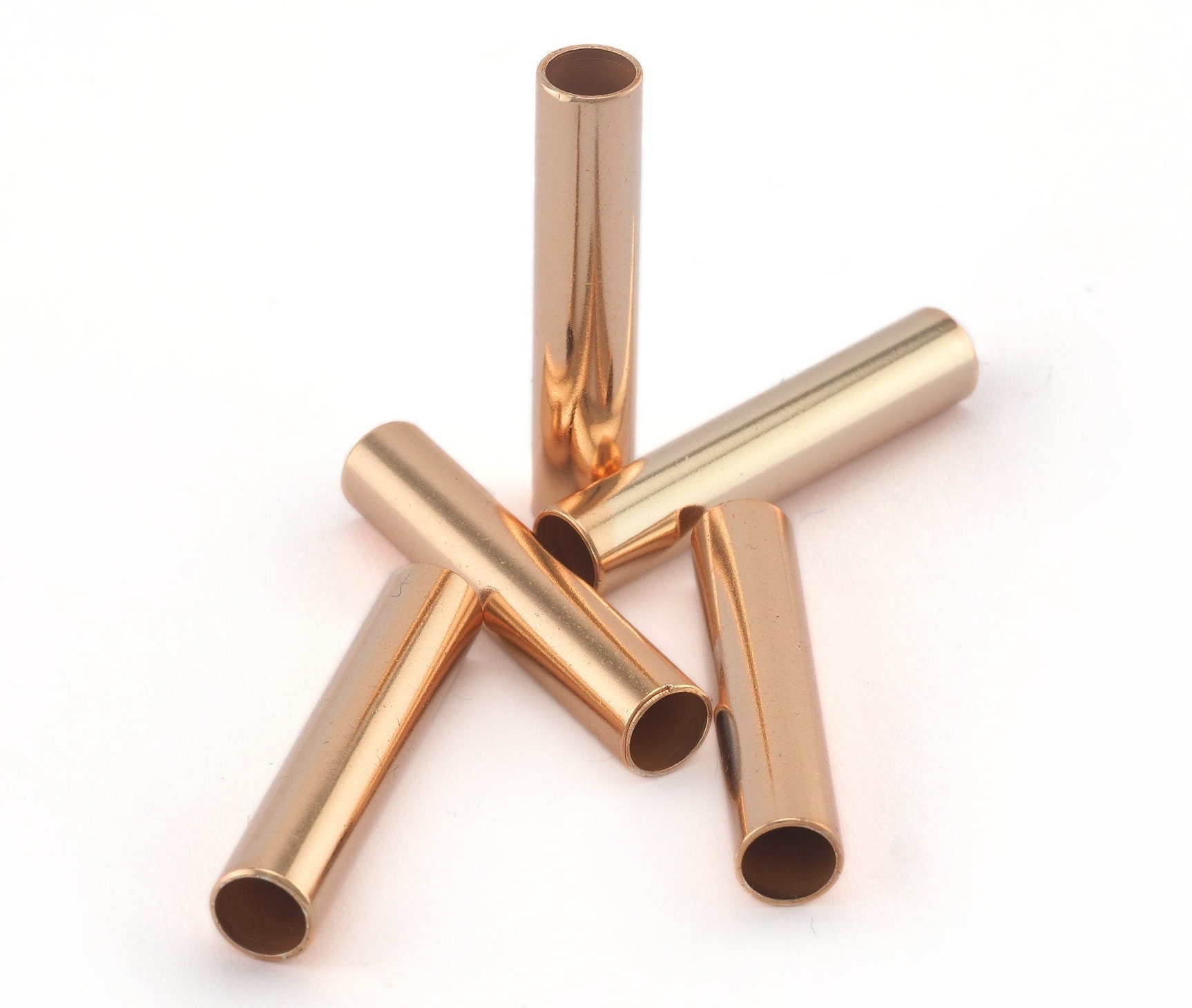 Cylinder Brass Tube Rose Gold Plated Brass Tubes 7x35mm hole | Etsy