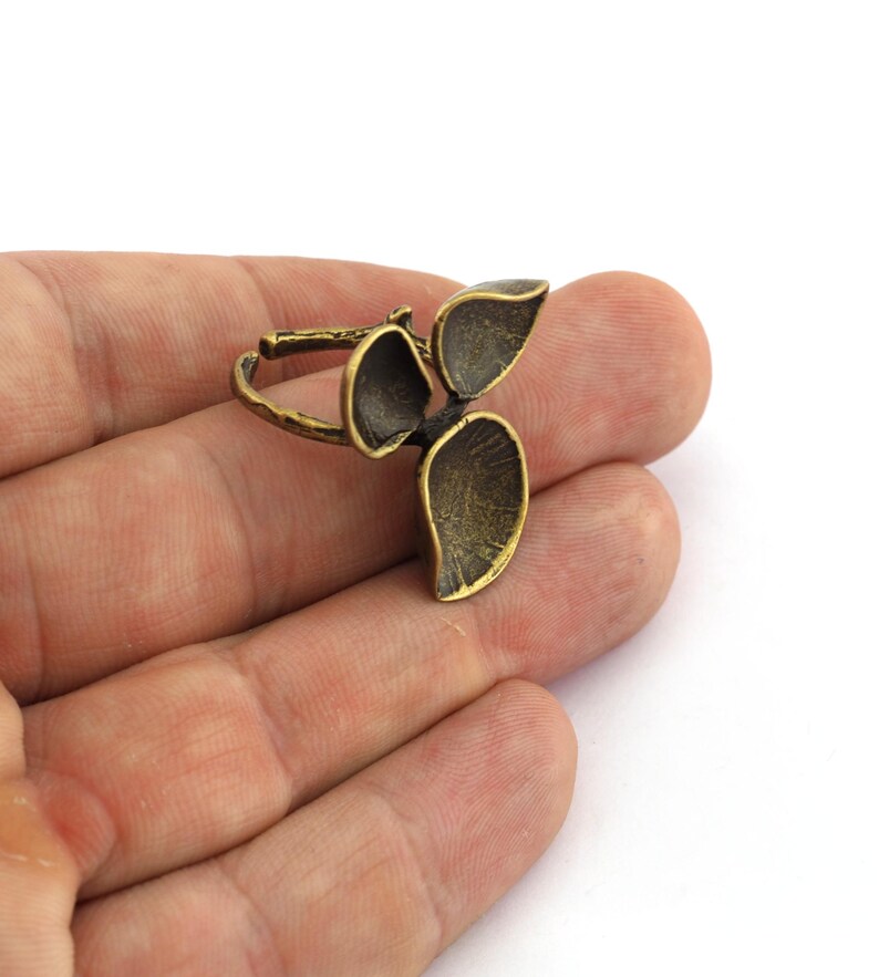 Flower Adjustable Ring Antique Bronze Plated Brass (6US Size) 3303 AB ...