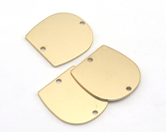 Oblong Oval Shape Semi Circle 20x19.5x0.8mm 2 Hole Raw Brass | Etsy