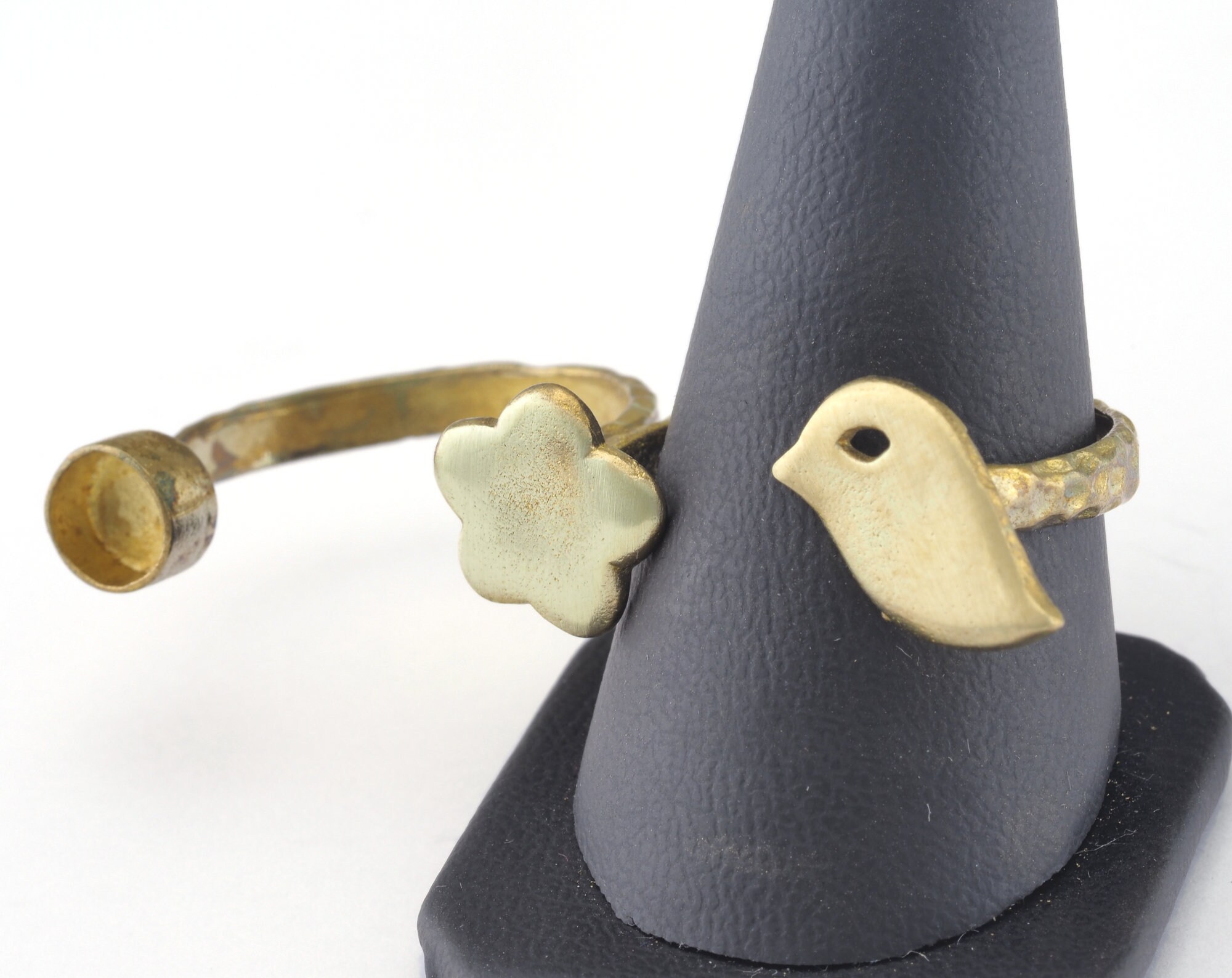 Ring Bird Flower Adjustable Ring Bezel Raw Brass 18mm 8US | Etsy