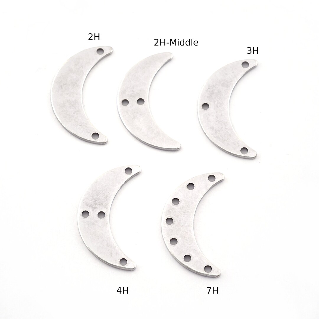 Antique Silver Plated Crescent Moon Charm, 25mm Connector Spacer -R324 ...