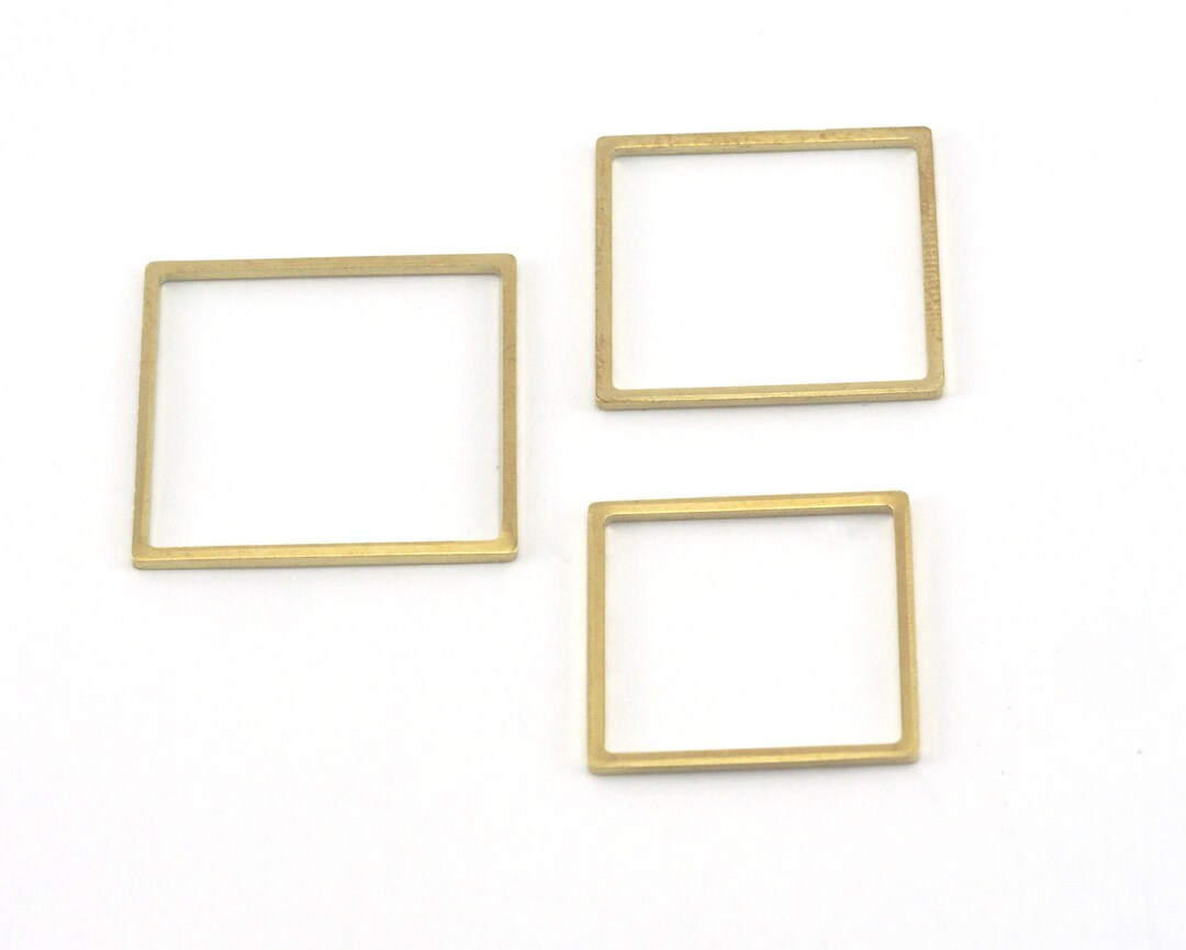 Square Wire Ring 20 - 22 - 24mm Raw Brass (0,8mm 20 Gauge) Charms ...