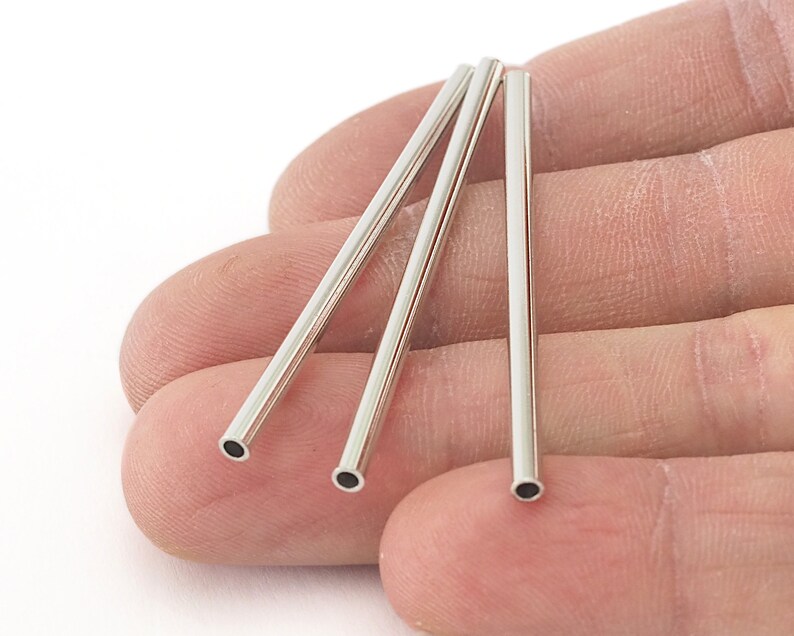 Silver Tone Plated Copper Tube 2.5x50mm hole 1.25mm 1390-50 - Etsy