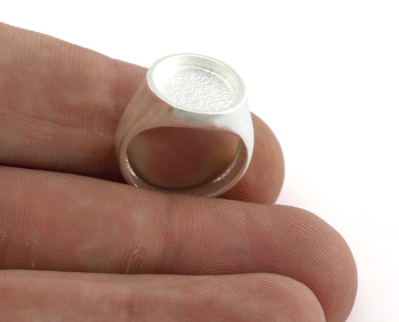 Signet Setting Ring 12mm Shiny Silver Blank Size Cabochon Mounting or ...