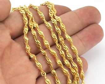 5.5 Brass Big Fox Braid Chain - Raw Brass Fox Tail Chain - for Necklace ...