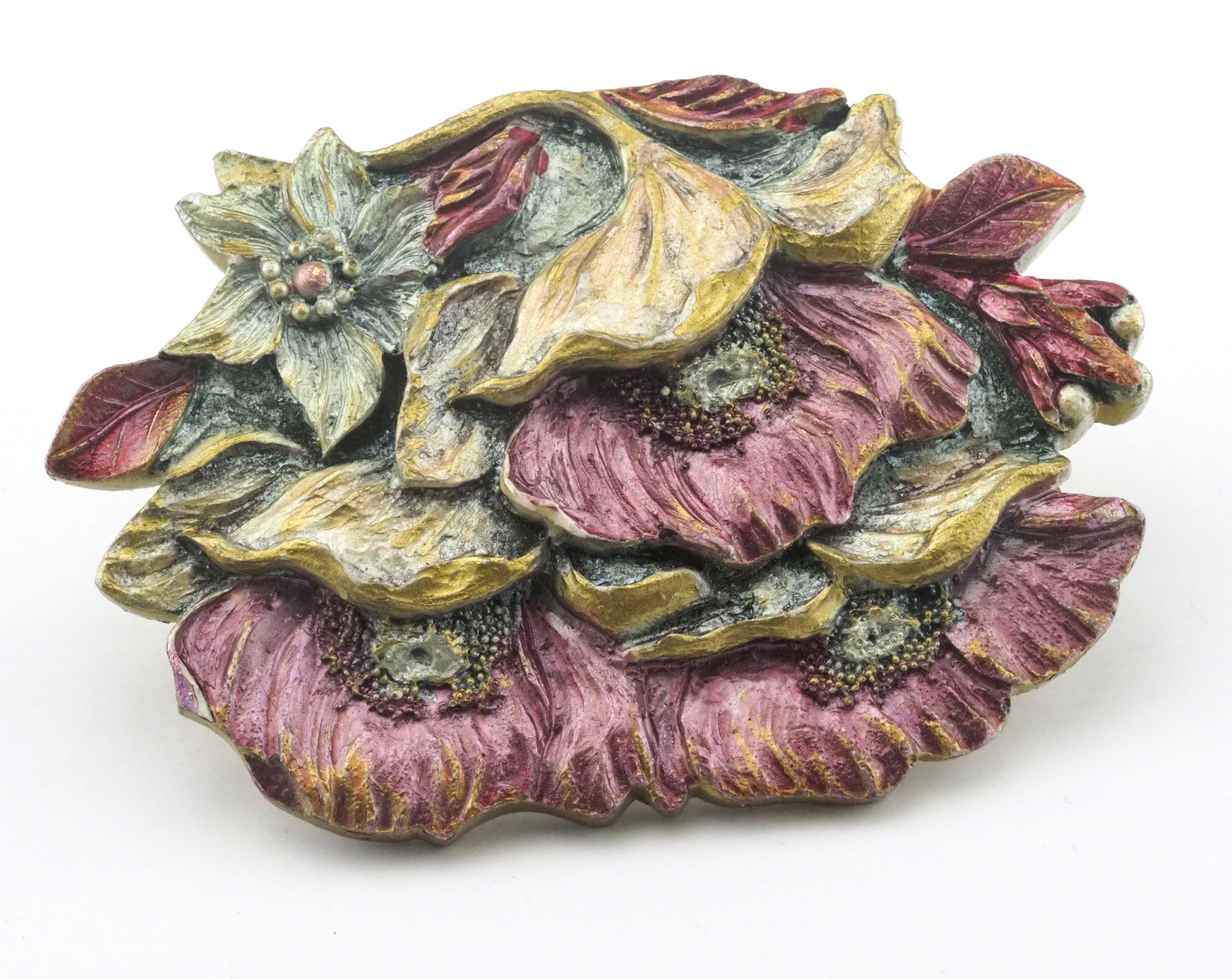 Flowers Belt Buckle, Vintage Resin Wall Decor 104x70mm Limited Stock ...