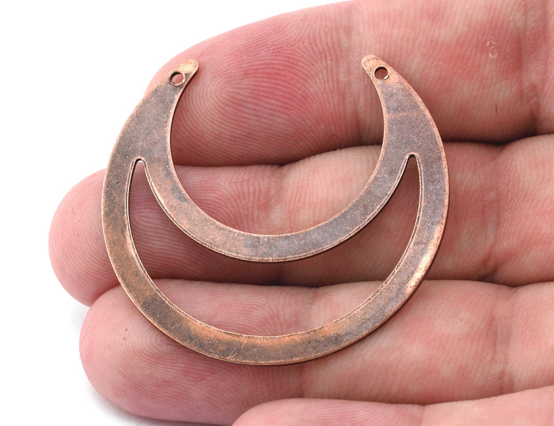 Crescent Connector Charms Antique Copper Plated Brass 42x39mm 0.8mm ...