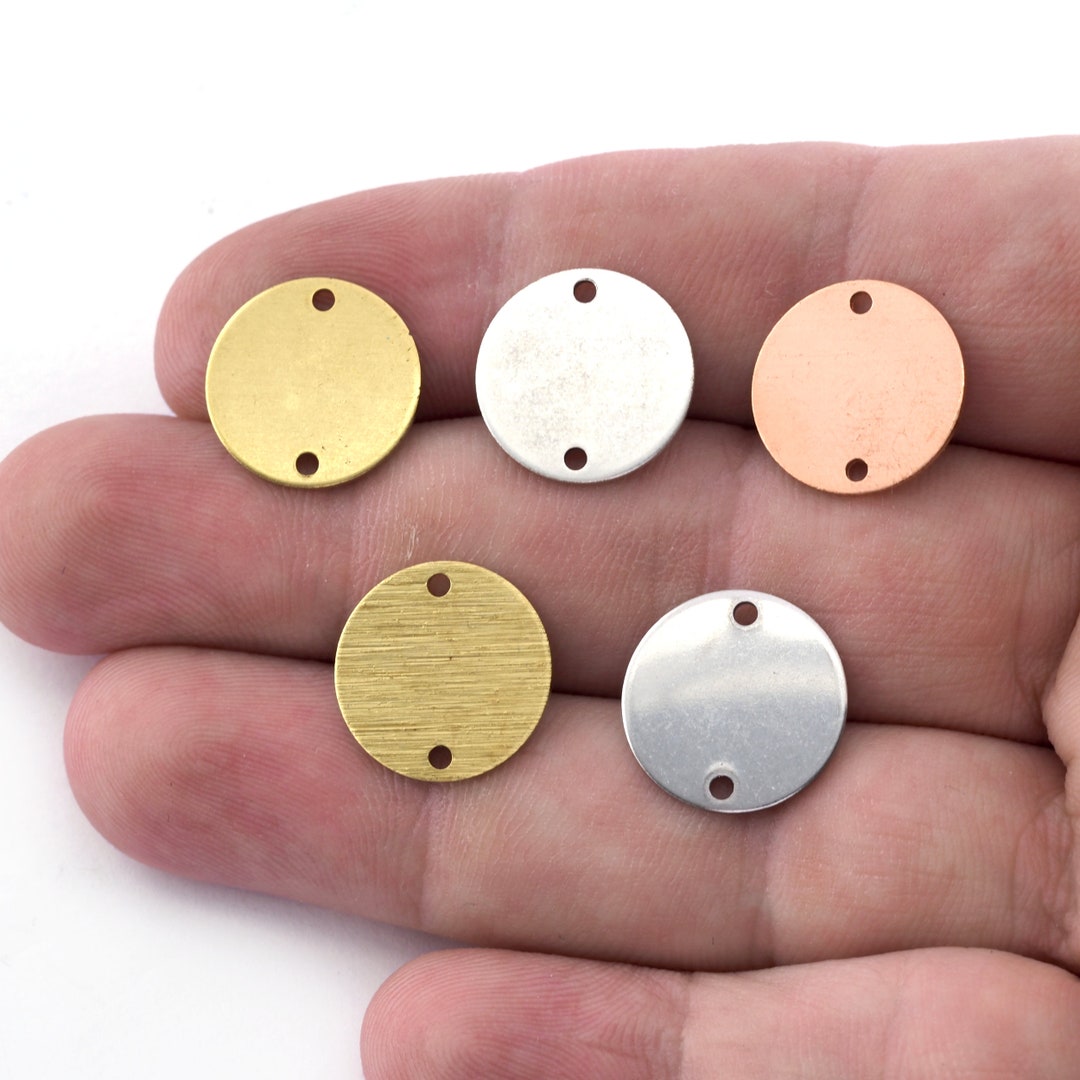 Round 16mm Disc Connector Charms Spacer Tag Stamping Raw Brass ...