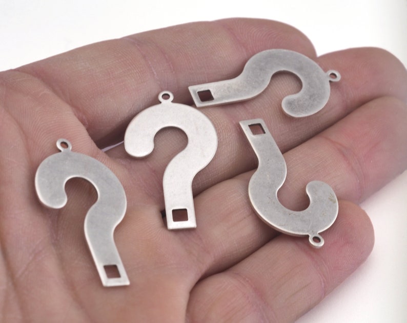 Question Mark Connector Charms Antique Silver Plated Brass 34x19mm 0 ...