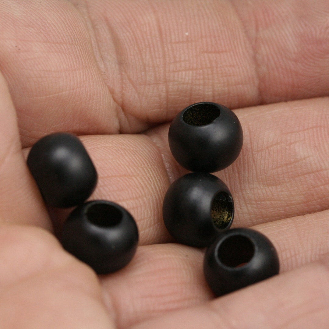 Black Painted Brass Sphere Bead 10x7,5mm 9/32"x3/8" Finding Spacer (5mm ...