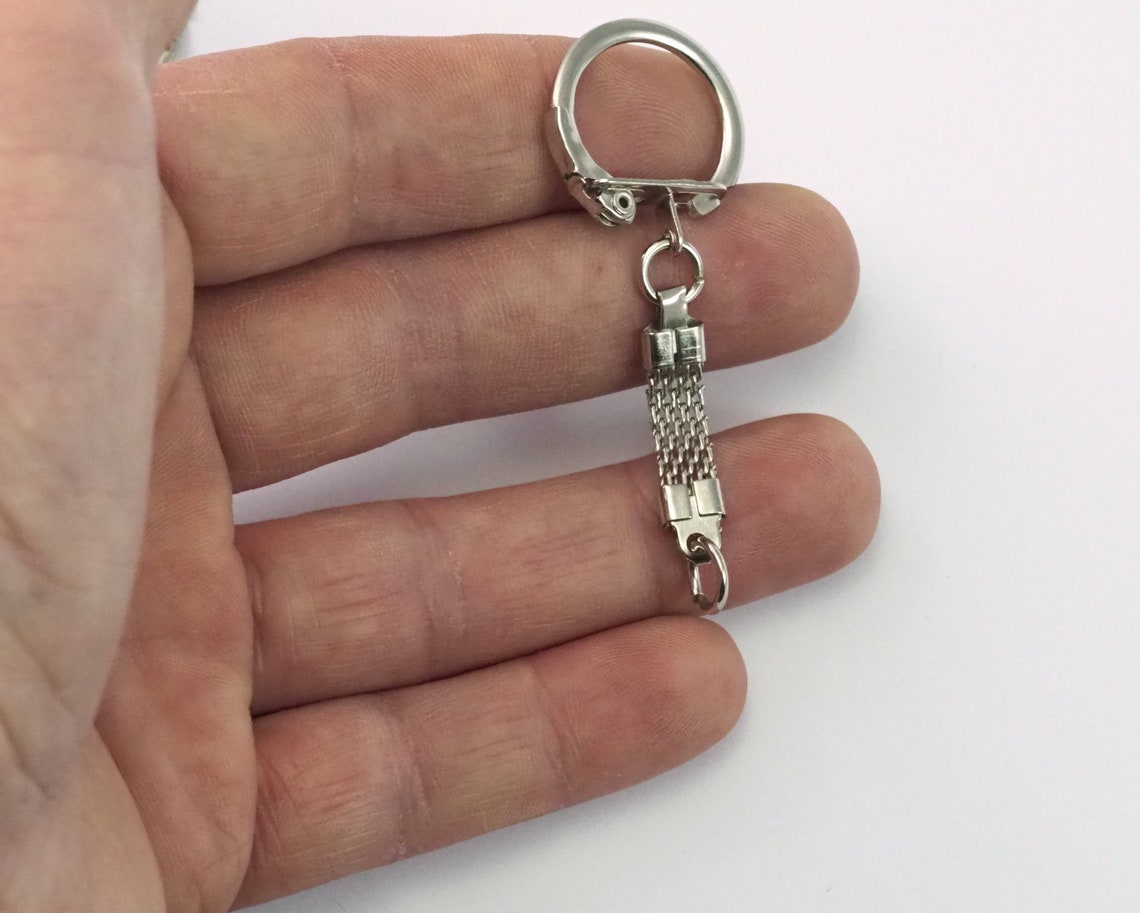Keyring With Mesh Chain and Jump Ring Nickel Plated Alloy 62mm | Etsy