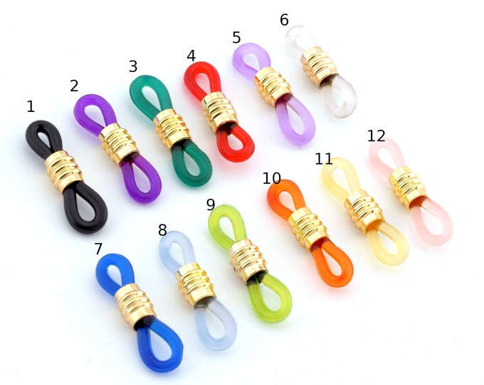 Black/white Eyeglass Holder With Brass Beads,rubber Glasses Chain ...