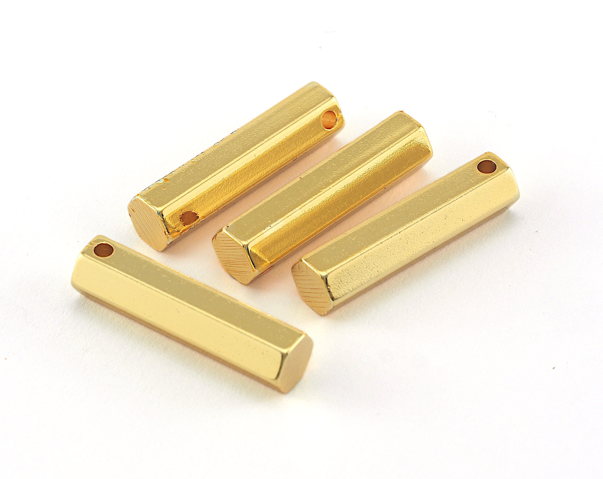 Hexagon Gold Plated Brass Bar Stamping 6x25mm 1 Hole Rod - Etsy