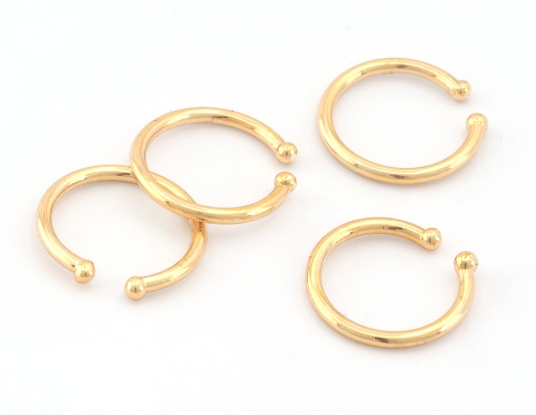 Ear Cuff Shiny Gold Plated Brass Septum Ring, Nose Rings, 15mm Findings ...