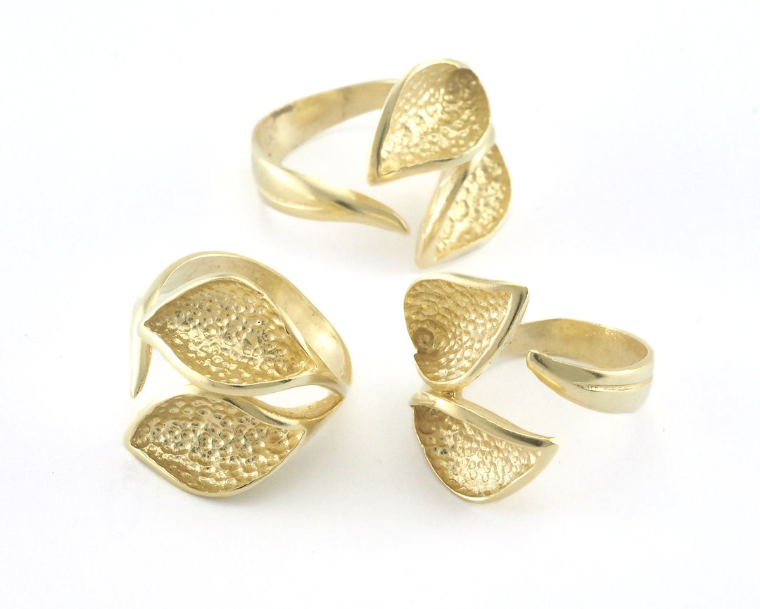 Curved Leaf Leaves Ring Raw Brass (6-10 US Adjustable ) 4200 - Etsy