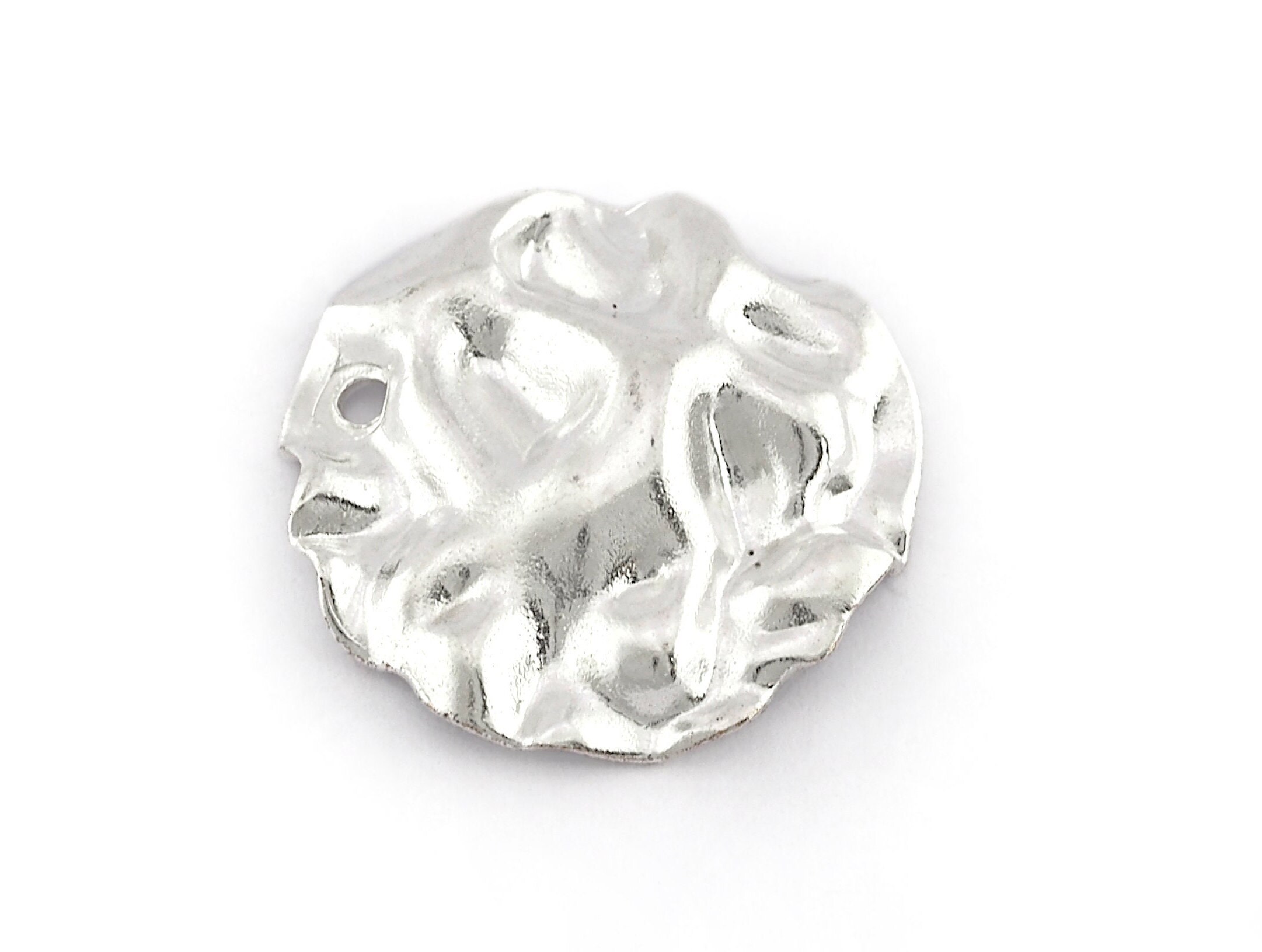 Hammered Silver Plated Brass Charms, Organic Disc 23mm -2903 - Etsy