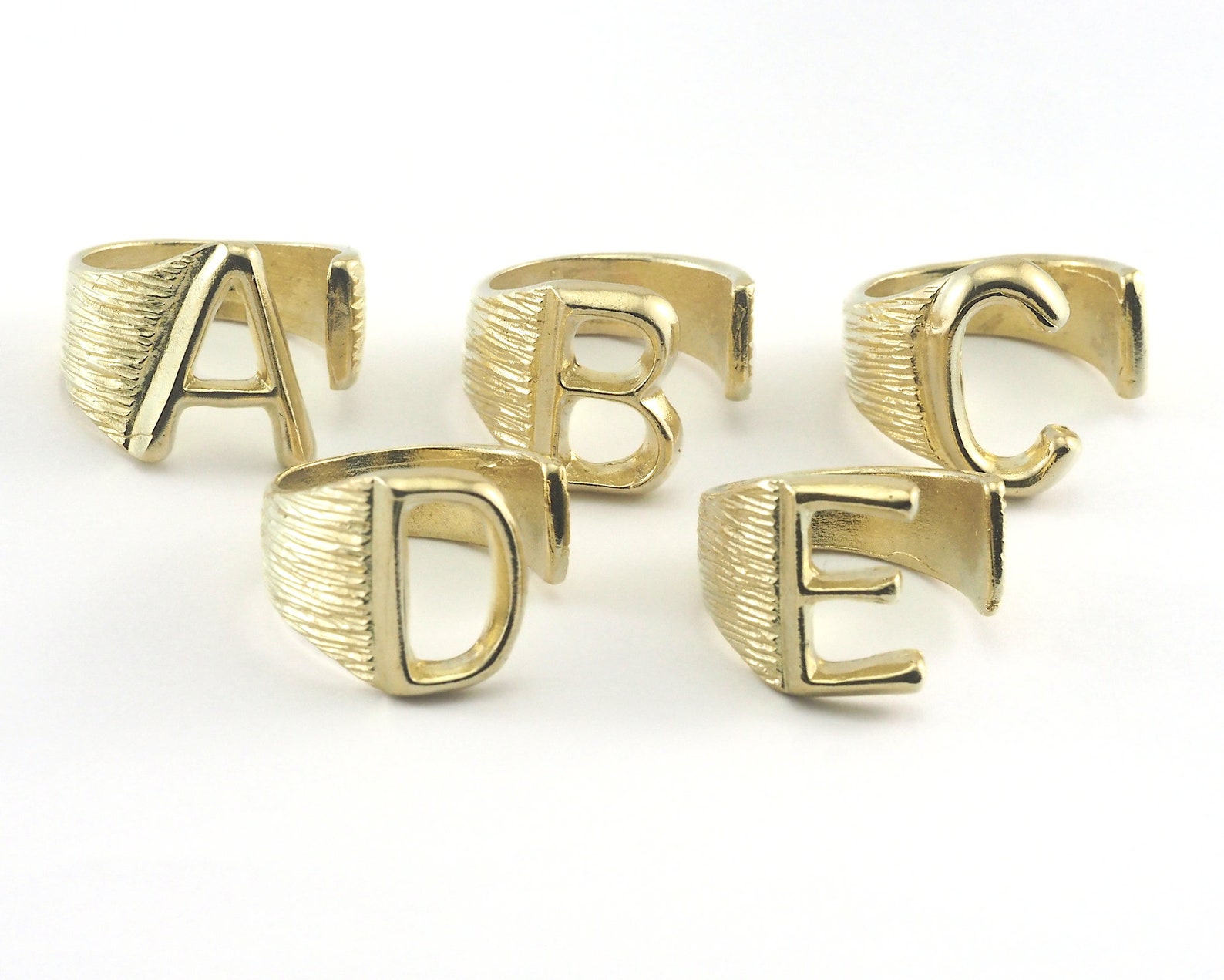 Letter Signet Ring Initial Adjustable Raw Brass Raf9 - Etsy