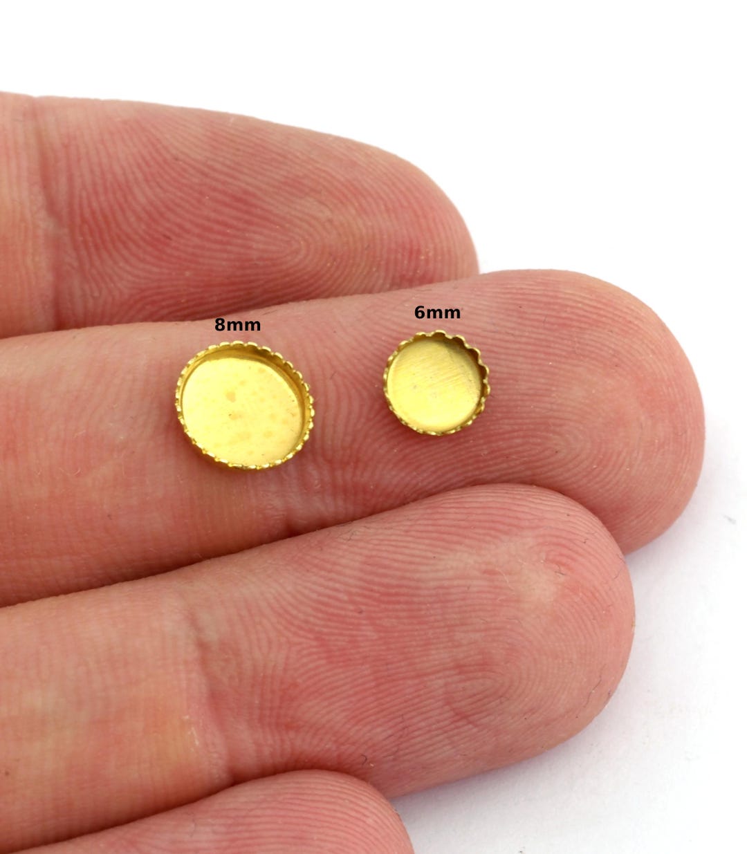 Round Flat Back Prong Blank Bezel Cabochon Setting Raw Brass 6mm 8mm ...