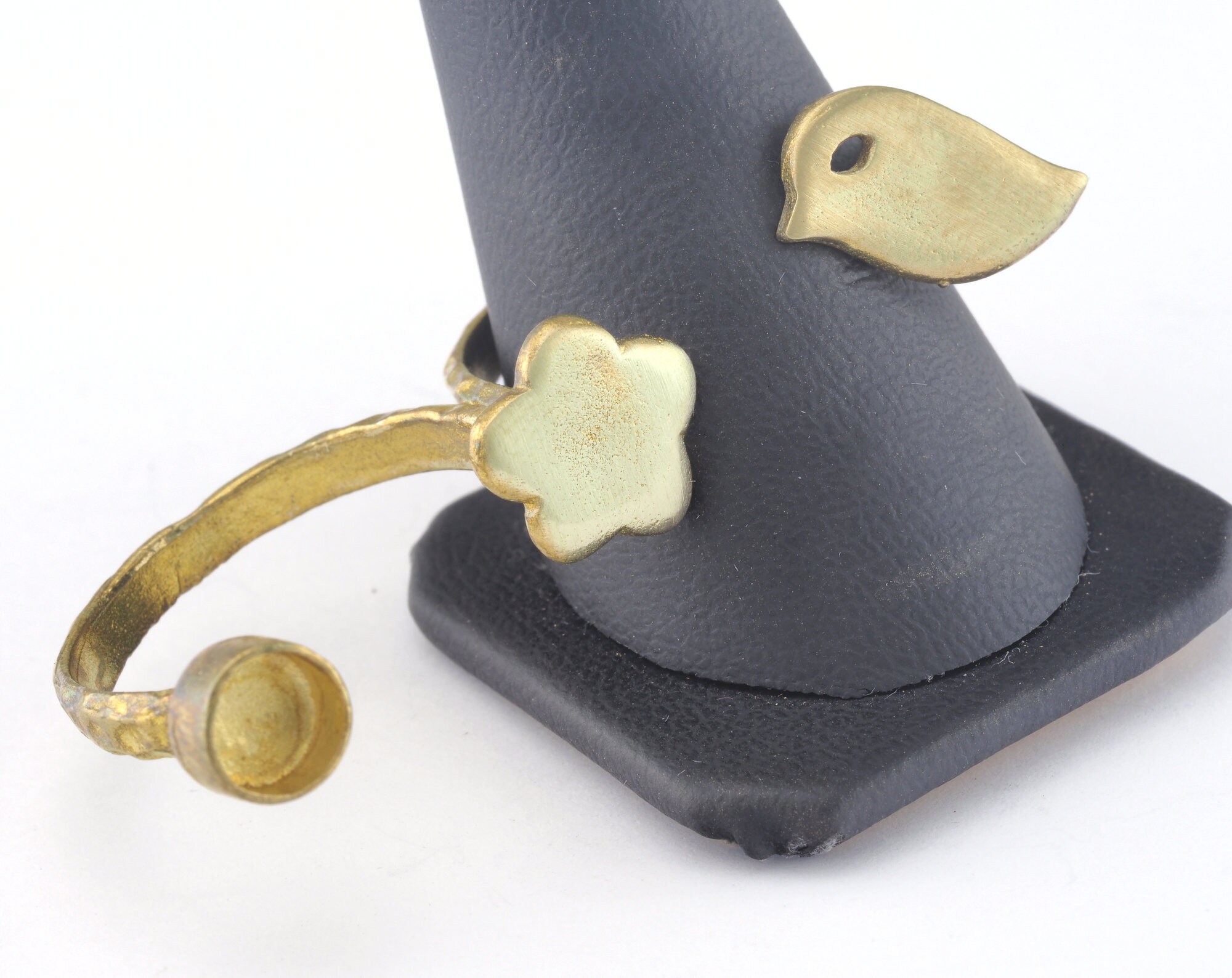 Ring Bird Flower Adjustable Ring Bezel Raw Brass 18mm 8US | Etsy